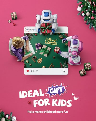 Ruko 1088 Smart Robot Toys for Kids, Large STEM Programmable Interactive RC Robot with Voice Control, App Control, Gifts for Boys & Girls Age 4 5 6 7 8 9, Pink