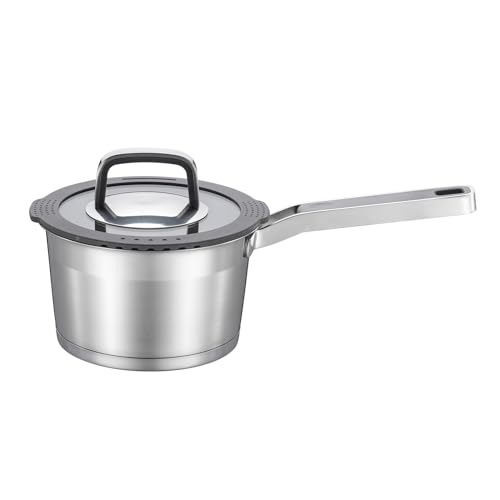 MARSKITOP Stainless Steel Saucepan 1.5 Quart, Small Sauce Pan with Lid, Induction Sauce Pot Multipurpose Cooking Pot with Stay-Cool Handle, Dishwasher Safe