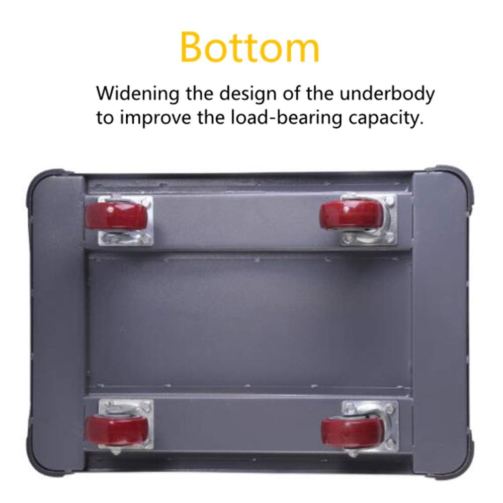 Portable Folding Handcart Flatbed Trolley Truck Trailer Small Trailer Heavy Duty Pure Steel Plate 6090 Weight About 500Kg Large Black Multi Function Folding Handcart
