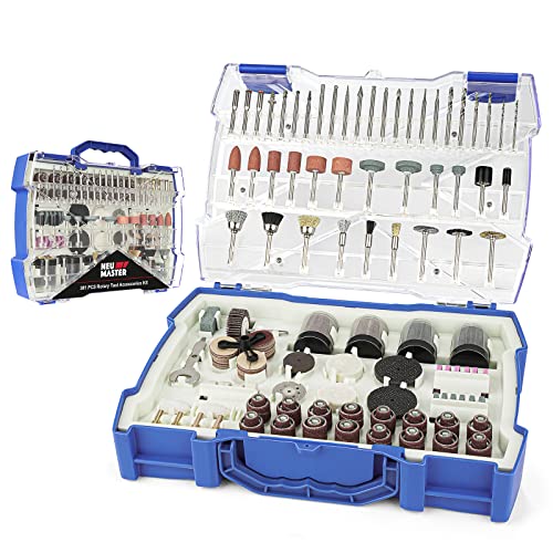 NEU MASTER Rotary Tool Accessories Kit, 381Pcs Accessory Set, Carving Polishing Drilling Kits,1/8"(3.2mm) Diameter Shanks Universal Fitment for Easy Cutting, Sanding, Grinding,Sharpening and Engraving