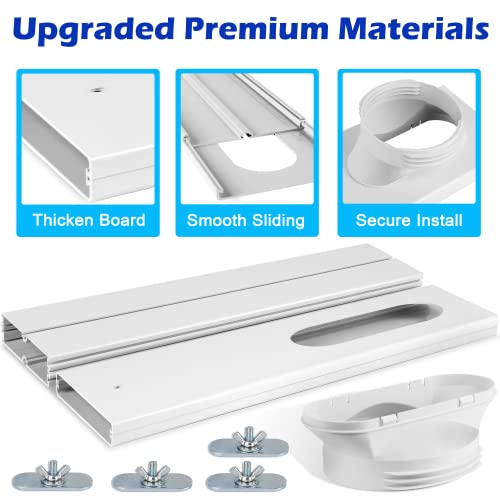 TigeJoy Portable Air Conditioner Window Seal Kit with Universal Coupler, Reinforced PVC Plate Adjustable AC Vent Kit for Sliding Window, Fit for All AC with 5.9 & 5.1 Inch Diameter Exhaust Hose