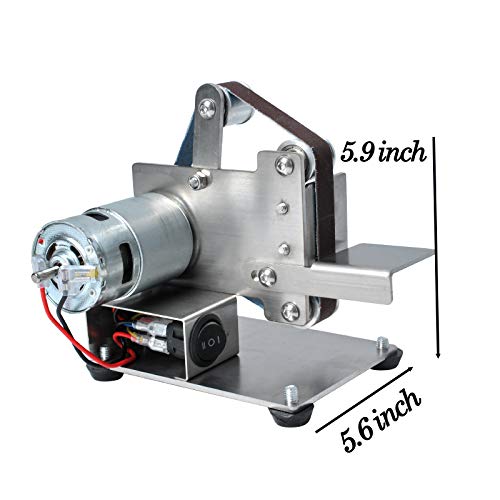 Podoy ππ₯ππ§ππππ Mini Belt Sander Electric DIY 7 Speed Adjustable Control Small Grinder Sharpener Polisher Machine 110V with 10 Belts for Metal Knife Wood Polishing