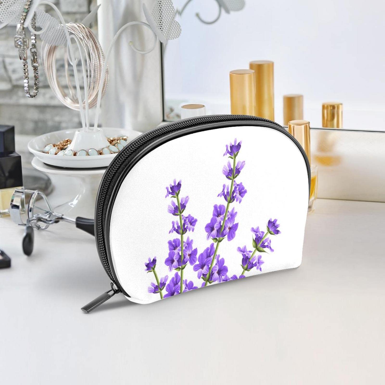TBOUOBT Cosmetic Travel Bags, Makeup Case, Makeup Bag for Toiletries, Purple Lavender Flower