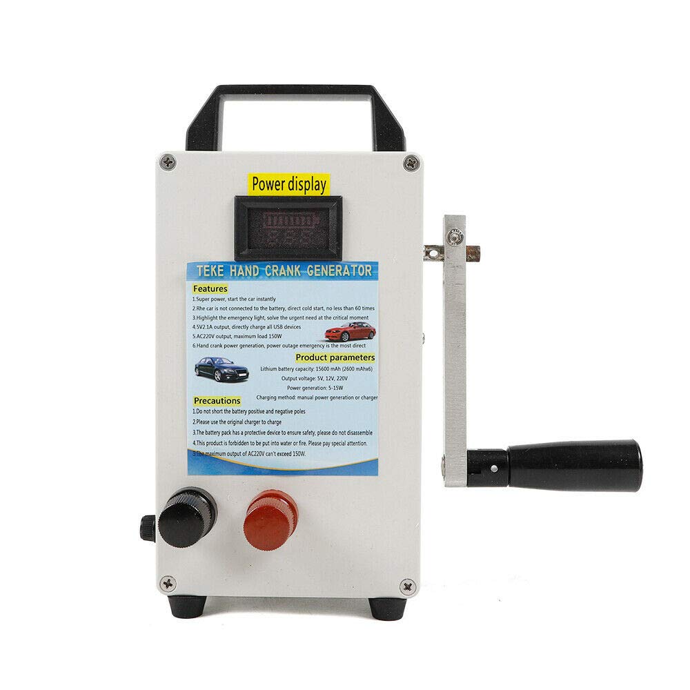 Portable Hand Crank Generator Emergency Power Supply USB Charger Phone Car Charging Survival for Outdoor Emergency Power Camping (With no Vehicle charging)