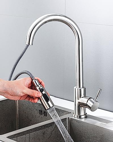 PULL Down Faucet Head Replacement Parts G1/2 or 13/16inch Kitchen Sink Faucet Sprayer Head Pull Out Spray Head Kitchen Faucet,Brushed Nickel