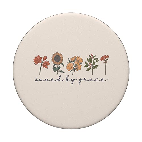 Saved By Grace Christian Bible 2:8 Ephesians Wildflowers PopSockets Standard PopGrip