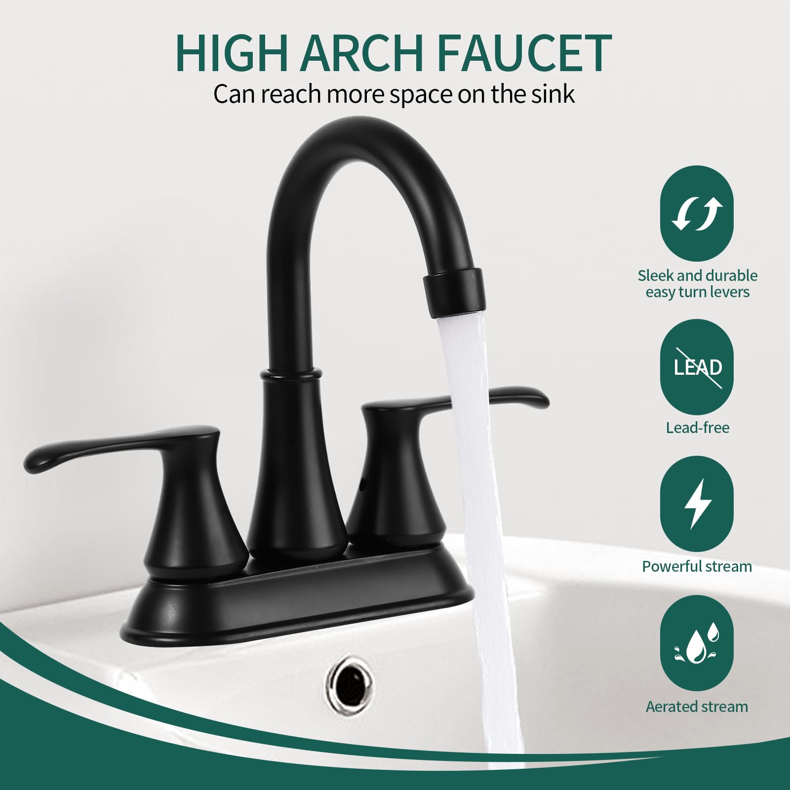 RV Non-Metallic Bathroom Faucet Two Handle,360 Swivel for Motorhomes,Travel Trailers, Campers (Brushed Nickel)