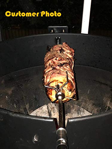 Pugmiia Onlyfire BRK-6025 Enamelled Rotisserie Ring Kit Fits Weber 57CM Charcoal Kettle Grill with Electric Motor for UK fits Most Others 57 cm Kettle BBQ