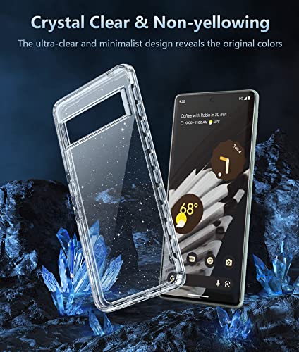 PUJUE for Google Pixel 7-Pro Clear Case: Pixel 7 Pro Dual Shockproof Protective Cell Case | Anti-Yellowing Silicone TPU | Full Protection Slim Bling | Clear Bumper Rubber Cell Phone Cover