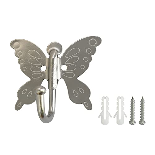 yyangz Butterfly Hook 4Set Stainless Steel Cute Butterfly Shaped Single Hooks, Clothes Hook, Cap Hook,Kitchen Toilet Universal Hook, Decorative Hook, Butterfly Towel Hook