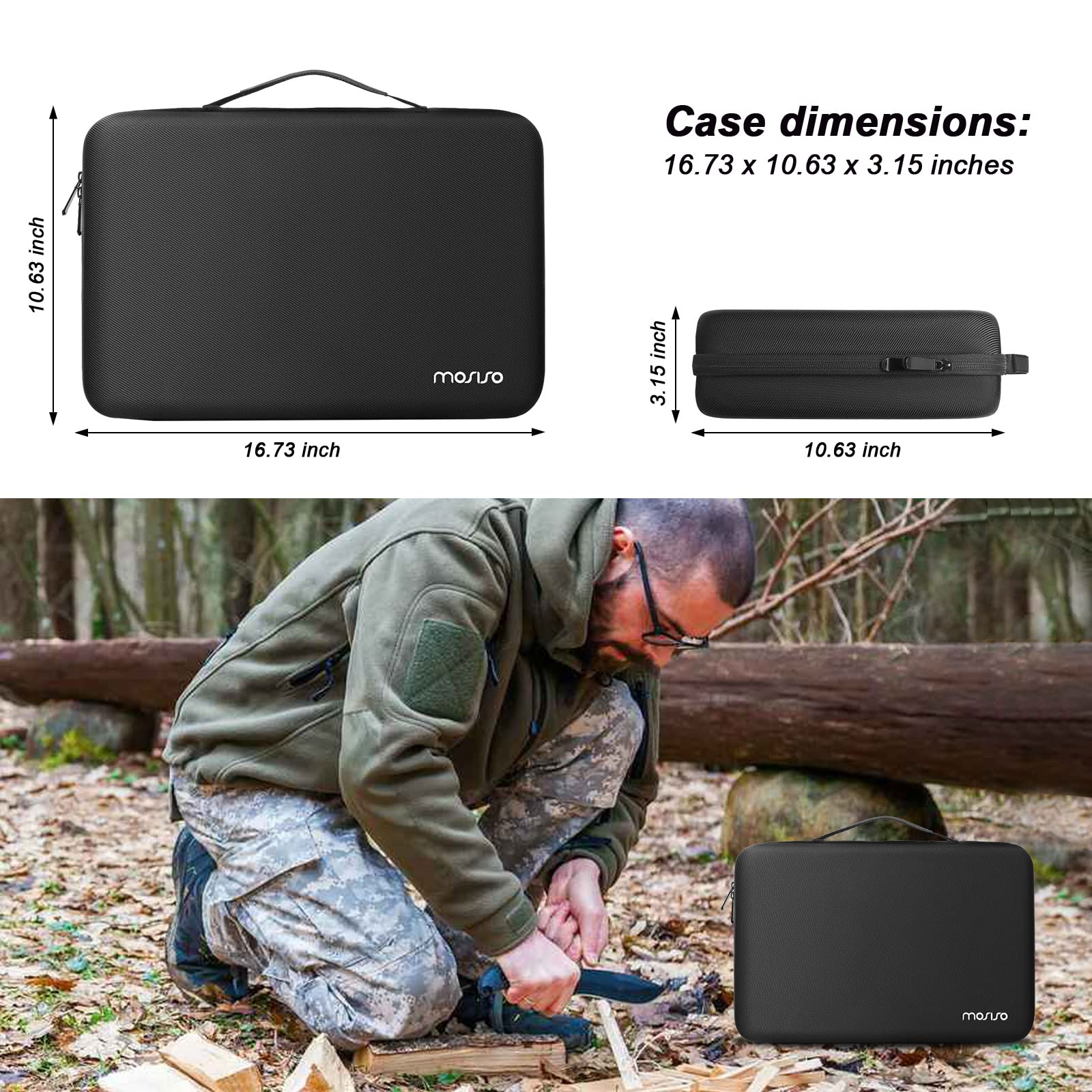 MOSISO Case with 68 Slots for Knife, Organizer Storage Pocket Case, Display Case for Folding Knife, Shockproof Box with Handle for Tactical, Survival, Outdoor EDC Mini Knife, Butterfly Knife, Black