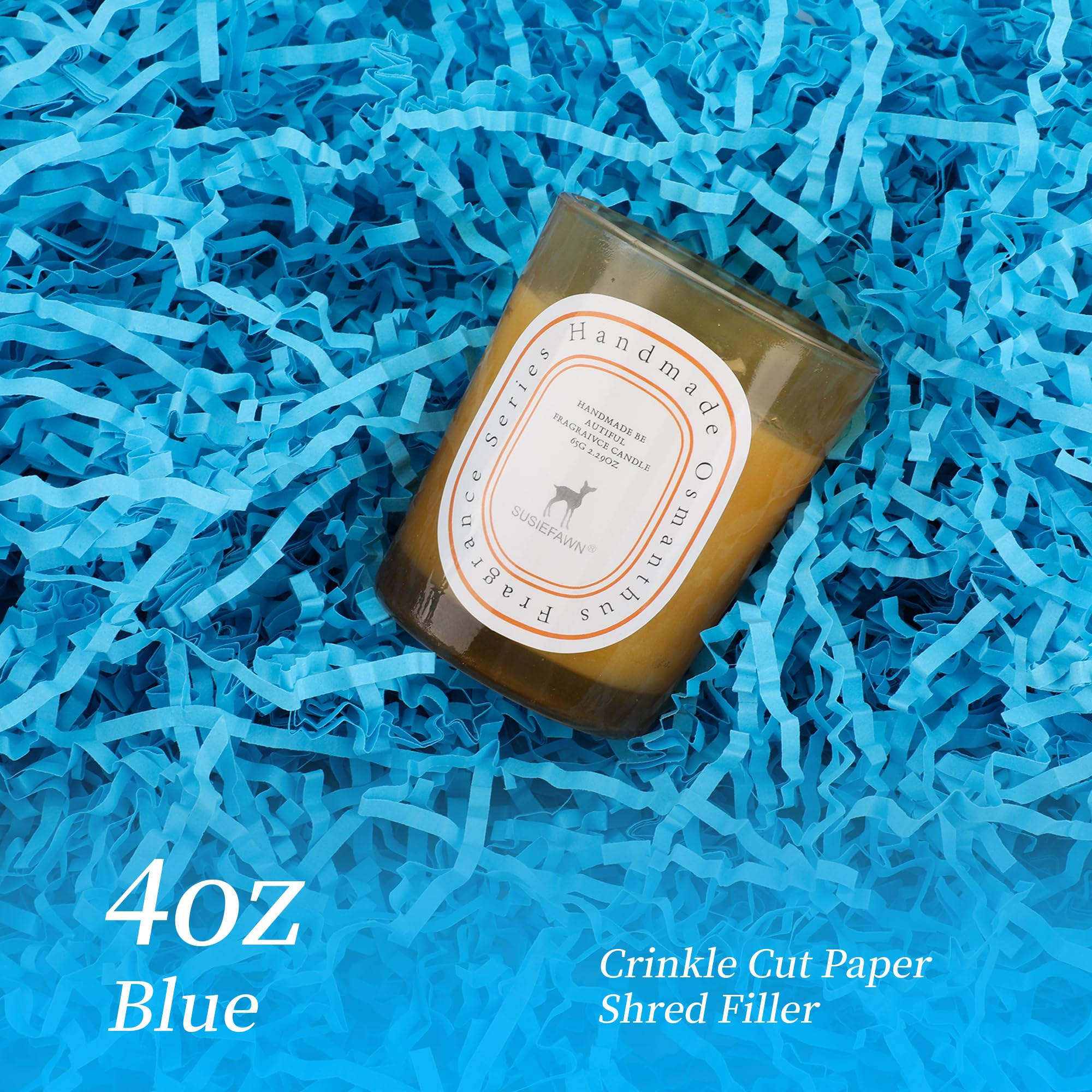 TCAIRG - 4 oz - Blue - Crinkle Cut Paper Shred Filler great for Gift Wrapping, Basket Filling, Birthdays, Weddings, Anniversaries, Valentines Day, and other occasions