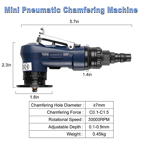 Mini Pneumatic Chamfering Machine,Air Chamfer Tool for Chamfering Metal 45 degree Arc Corner Beveling Trimming Deburring Machine (Blue)