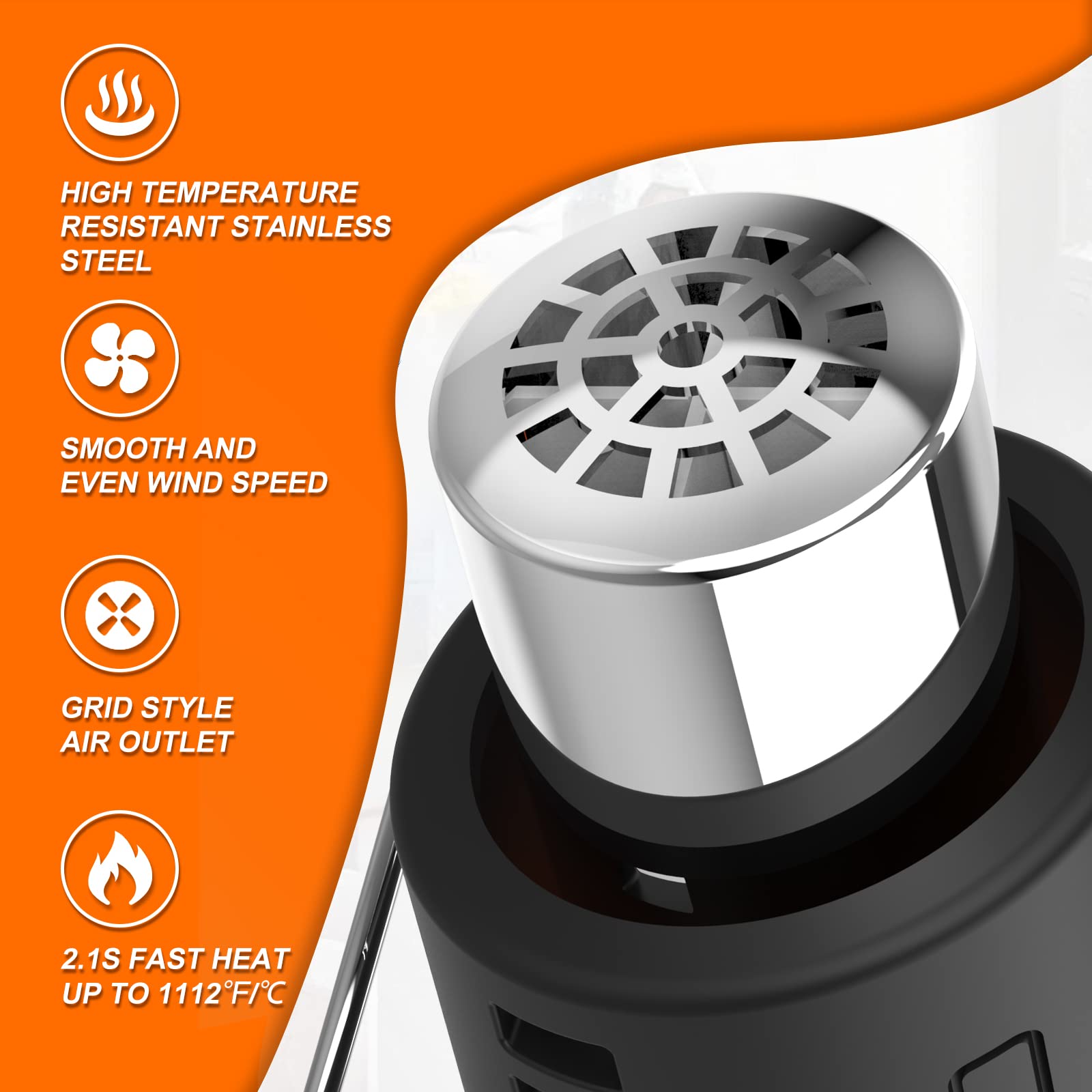 TDAGRO Mini Heat Gun 400W, 482°F & 752°F 2 Temp Setting Embossing Heat Gun, Fast Heating, Overload Protection with Reflector Nozzle for DIY, Electronics, Shrink PVC Tubing/Wrapping/Crafts, Epoxy Resin