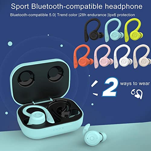 Wireless Bluetooth Earphone Sports Waterproof TWS Wireless Headphones HiFi Stereo Earbuds Noise Cancelling Headset with Mic (T20 Black-Button)