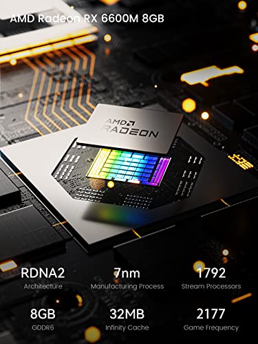 MINISFORUM Neptune Series HX99G Mini PC AMD Ryzen 9 6900HX Desktop Computer, DDR5 32GB RAM+1TB SSD, 2X HDMI & 2X USB4 Quad Outputs, AMD Radeon RX 6600M Discrete Graphics Small PC