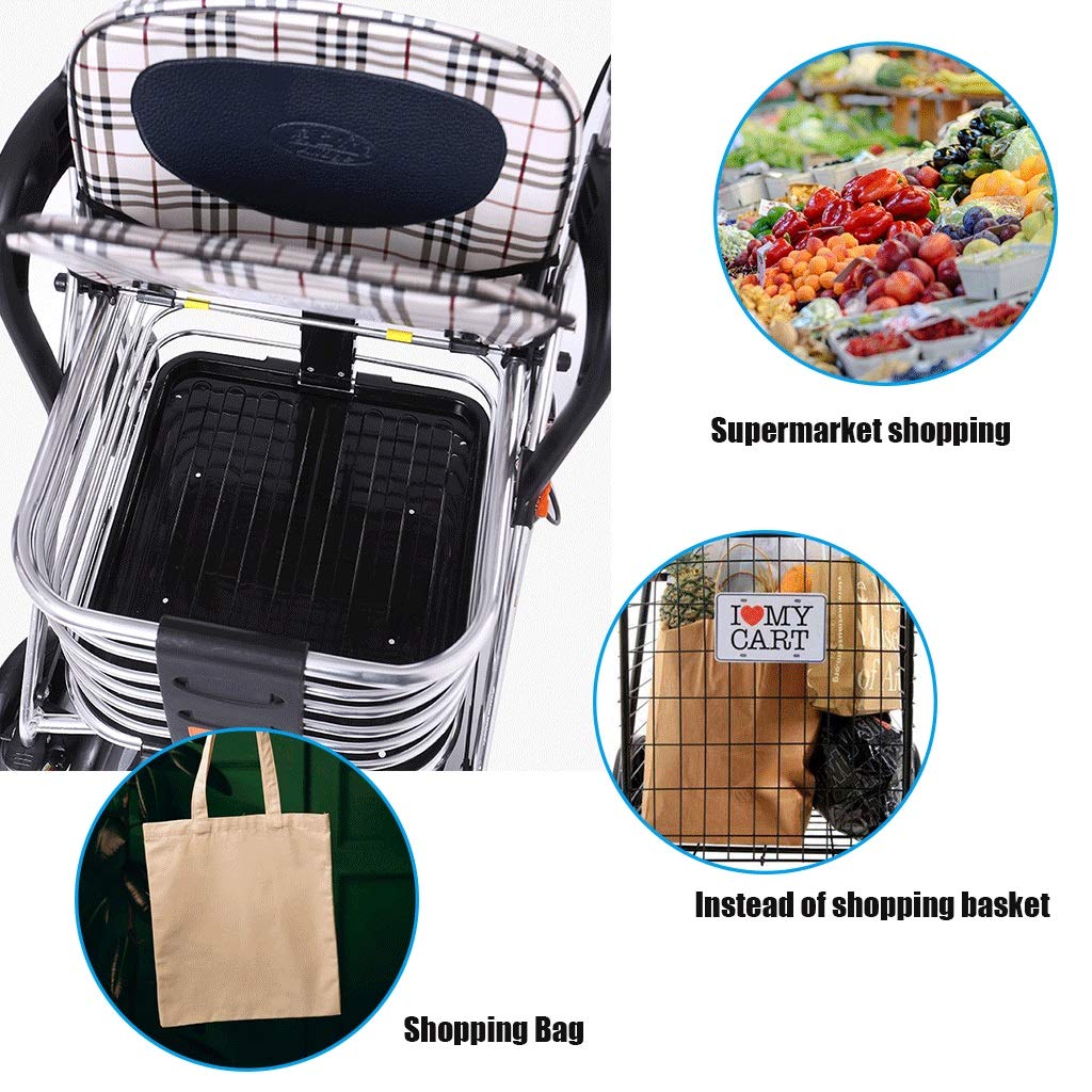 Rollator Walker 4 Wheels Walking, Folding Mobility Walking Aid, Height Adjustable Seat and Underside Shopping Basket Elderly Walker Elderly Walker,Bearing 100kg/220lbs