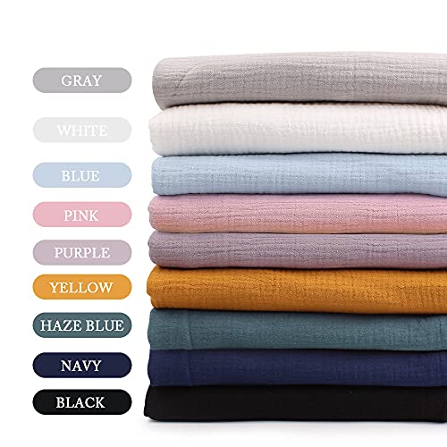 Wrinkle Gauze Cotton Material Quilting Sewing Craft Fabric Table Runners Decor Cloth for Party, Wedding Cheesecloth Kitchen Cooking (5Yard, White)