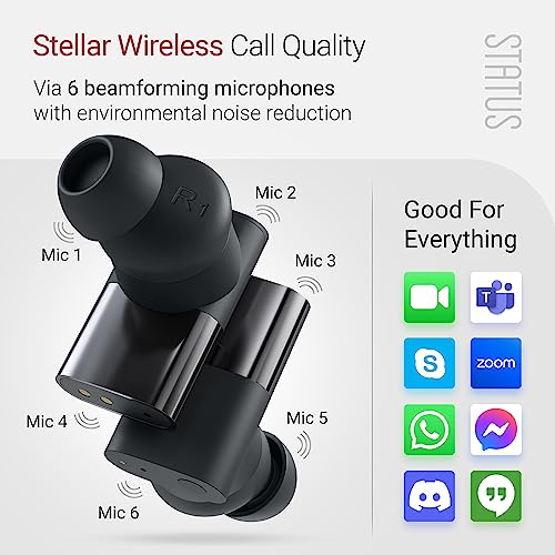 Status Between 3ANC Onyx True Active Noise Cancelling Wireless Earbuds - Black iPhone & Android ANC in Ear Buds, Charging Case, Built-in 6 Microphones, 8H Playtime, Bluetooth 5.2, IPX5 Waterproof
