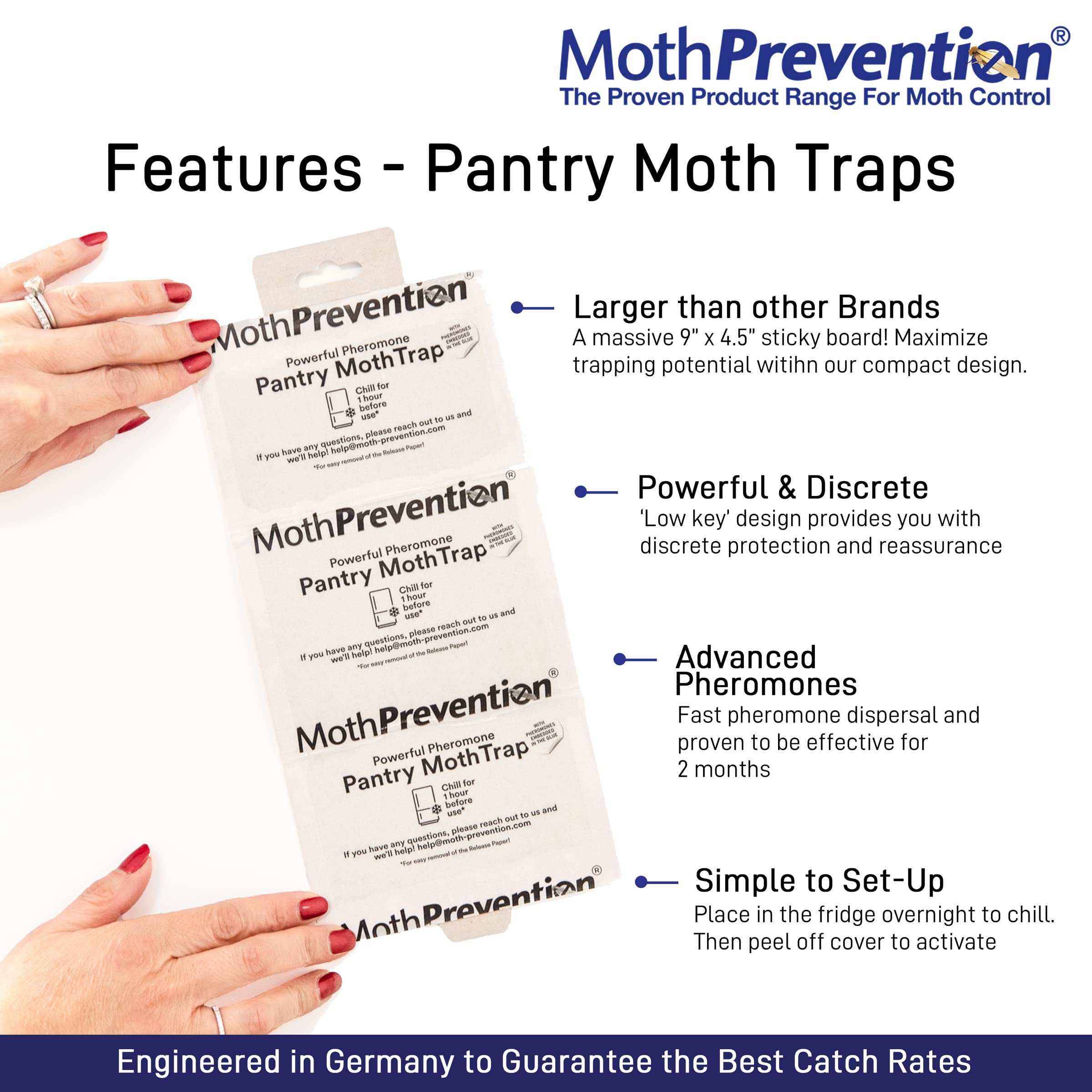 MothPrevention Powerful Pantry Moth Traps Pack of 6 | Moth Killer with Pheromones | Kitchen Moth Trap for Your Home | Maximum Pheromone Dispersal | No Odor