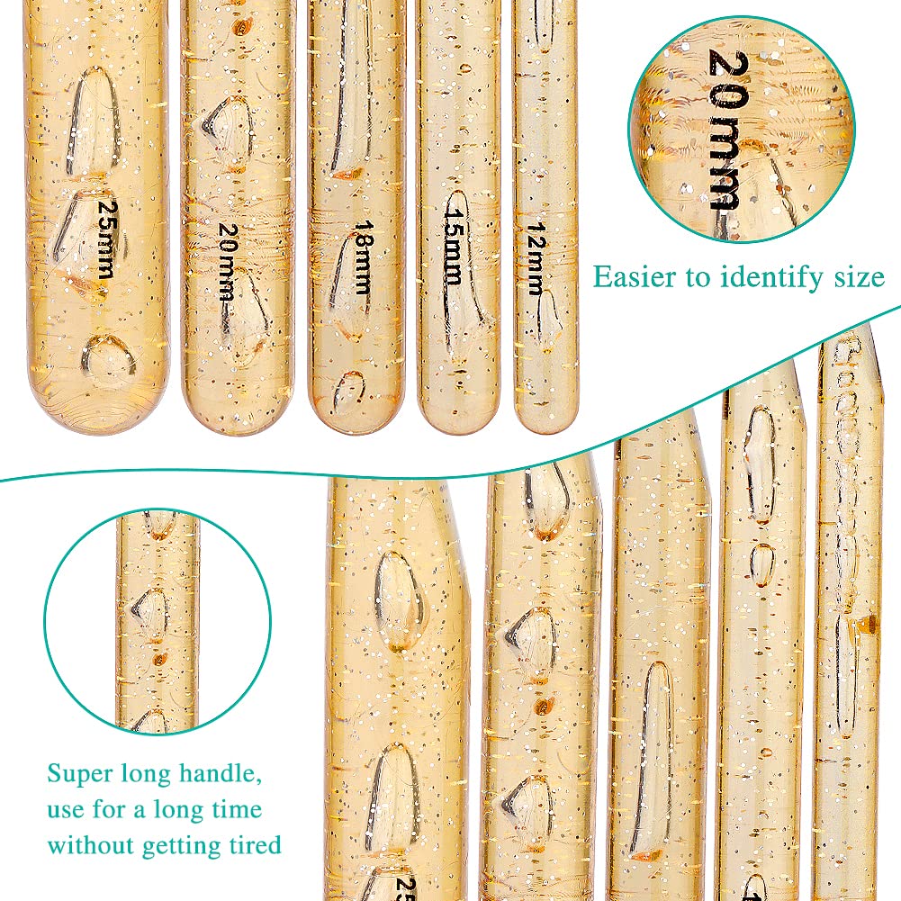 Huge Crochet Hook Set, 12mm-25mm Large Yarn Crochet Hooks Needles, Large Size Handle Knit Crochet Hooks with Knitting Needle Weave Yarn Kits for Chunky Yarn Carpet Weaving