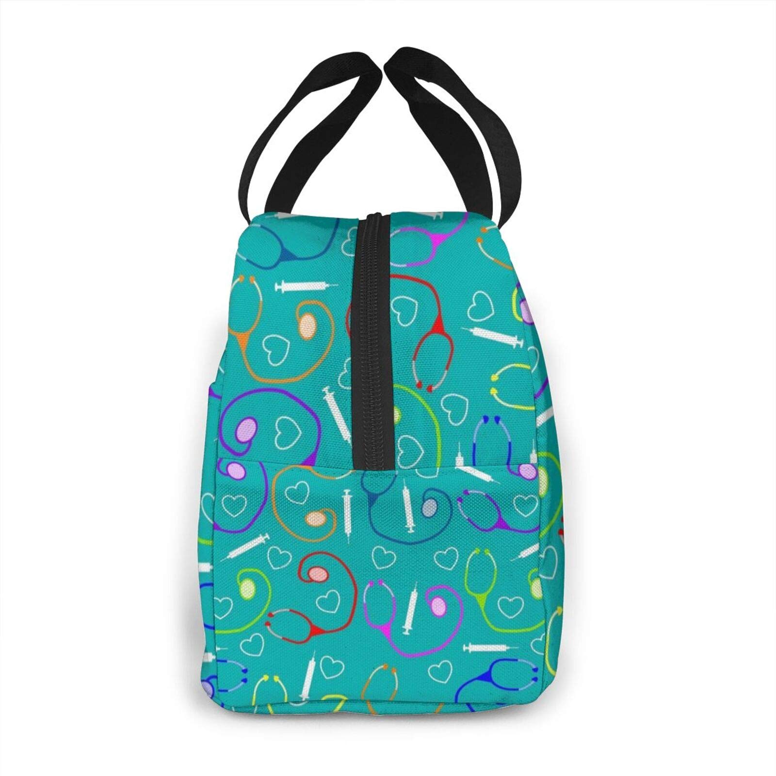 Medical Theme Nurse Lunch Bag For Women Insulated Lunch Box Reusable Cooler Tote Bag For Work Picnic Travel