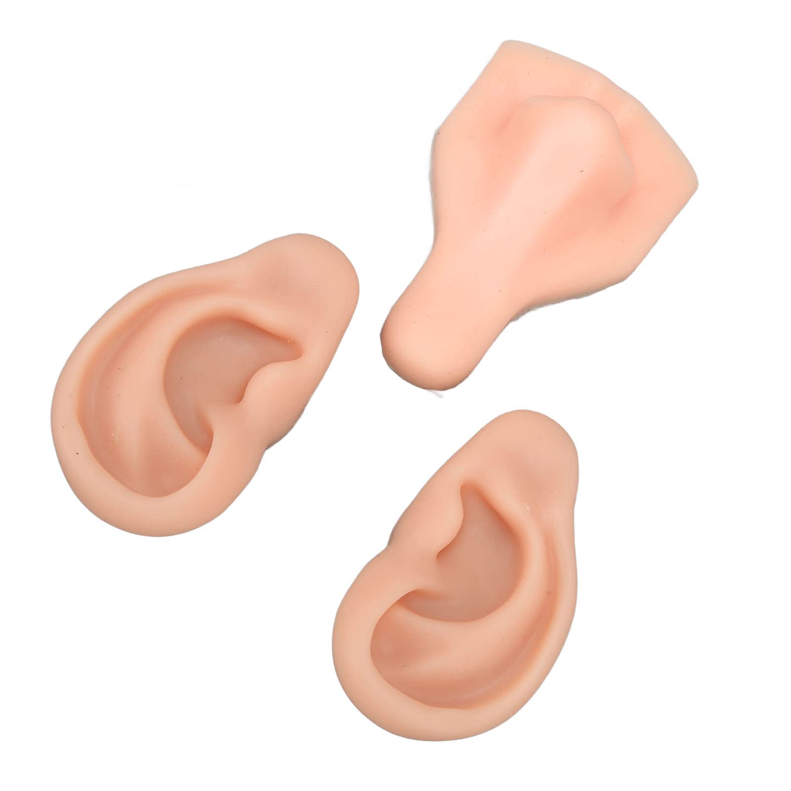 Silicone Ear,Reusable Silicone Nose Model,Piercing Practice Supplies,Displays Tool for Jewelry (Light Skin Color)