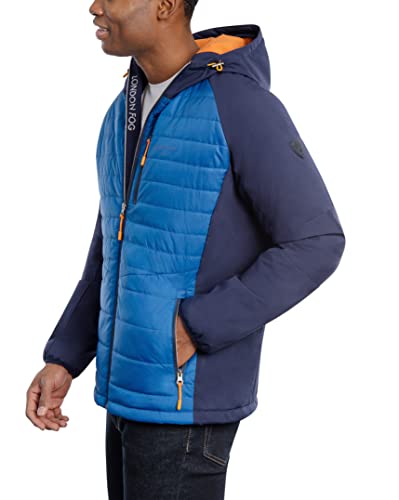 London Fog Men's Mixed Media Active Jacket, Blue, Small