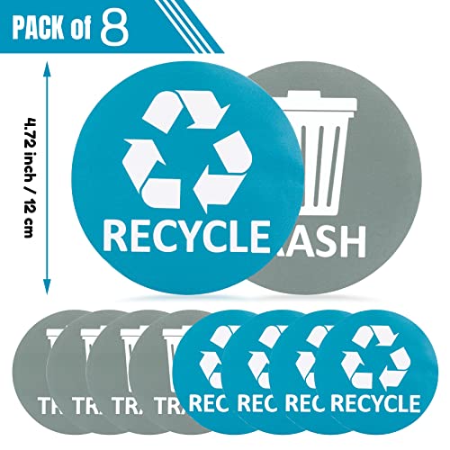Sukh 8 Pack Recycle Sticker for Trash Can Large Sign Garbage Recycling Sticker Reuse Recycle Vinyl Perfect for Kitchen Necessity Home Essentials,Home, Office,Work,Commercial Event,Apartment,Hotel