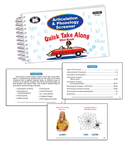 Super Duper Publications | Articulation and Phonology Screener Quick Take AlongĀ® Mini-Book | Speech Therapy | Educational Learning Resource for Children