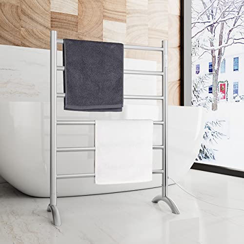 NORTTA Freestanding Towel Warmer 6 Bars Plug-in Option 3 Working Modes Brushed Stainless Steel 24β W 34β H