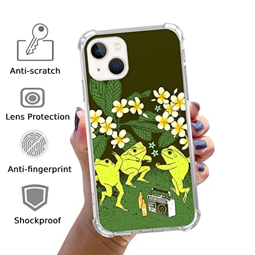 Voisgufley Frogs Dancing Case Compatible with iPhone 13 Mini, Hippie Trippy Frogs Party Case for iPhone 13 Mini for Teens Men and Women, Trendy Cool TPU Bumper Phone Case Cover