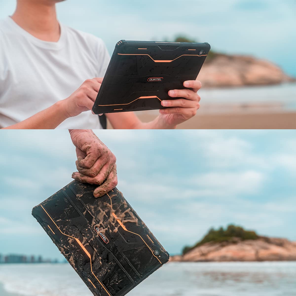 OUKITEL RT1 Android 11 Tablet 10.1 Inch 10000mAh Battery Rugged Tablet Unlocked 4GB 64GB 1TB Expandable Waterproof Tablet 16MP Camera 1920x1200 FHD+ Touchscreen Tablets 4G Dual SIM/5G WiFi/OTG/GPS