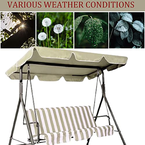 Swing Canopy Replacement Top, Outdoor Patio Swing Canopy Replacement, 3 Seat Swing Canopy Replacement CoverĀ for Porch Patio Garden Seat (Beige/64 * 44 * 5.9)