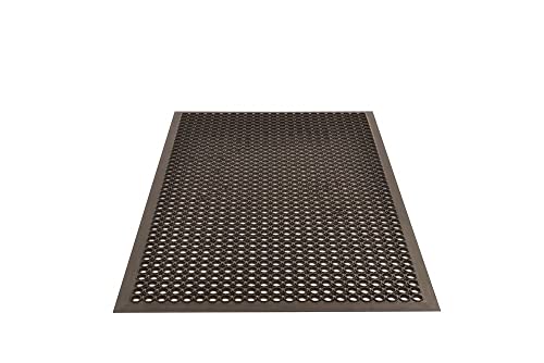NoTrax 3' x 5' Lightweight Restaurant Rubber Floor Mat with Drainage Holes, Anti-Fatigue Mats, Black, T30 Competitor, T30S0035BL