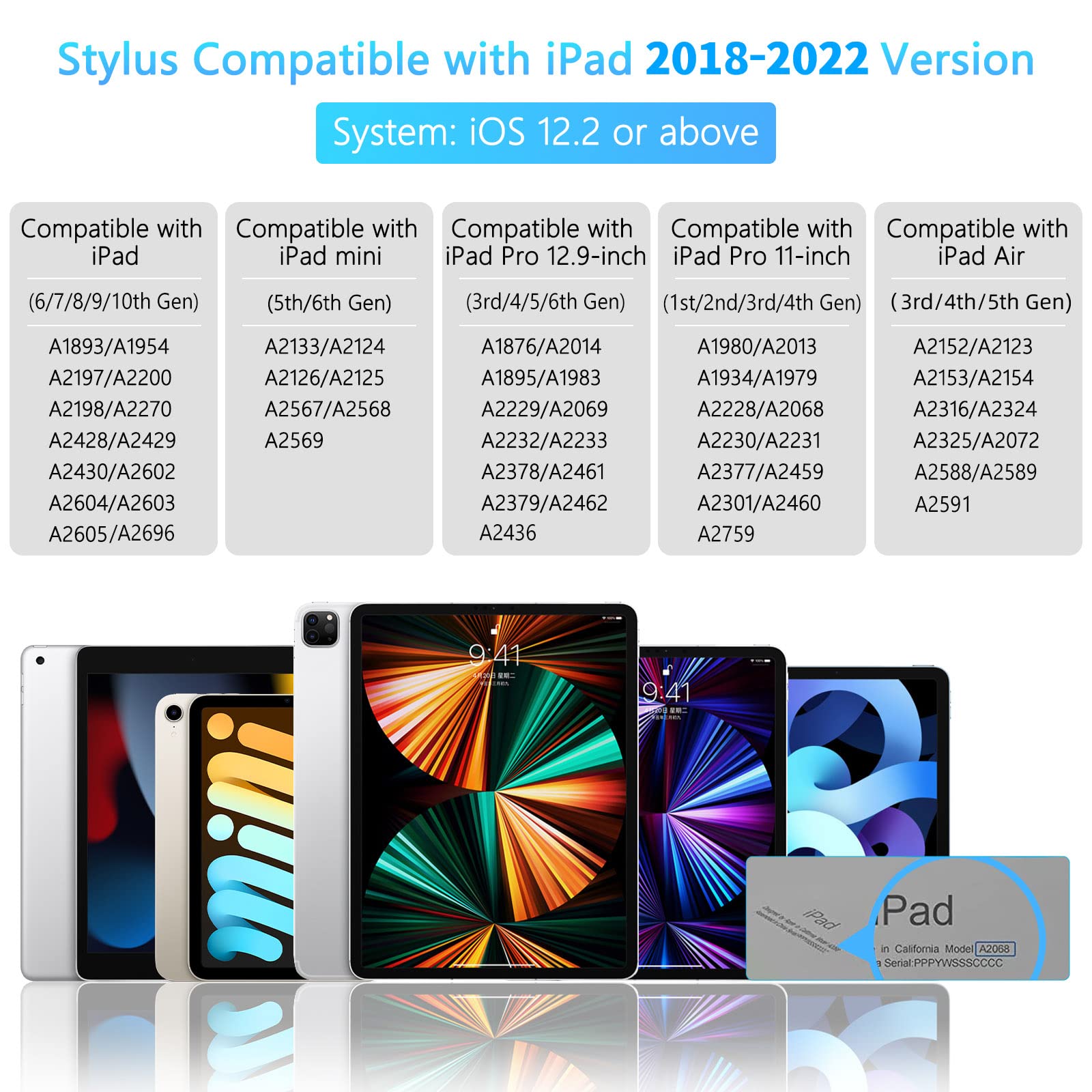 Pencil 2nd Generation Compatible with Apple Pen - Stylus Pen for iPad Tablet Touch Screens,Compatible with iPad Pro 11/12.9in,iPad Air 3rd/4th/5th,iPad 6/7/8/9/10th,iPad Mini 5th/6th Gen