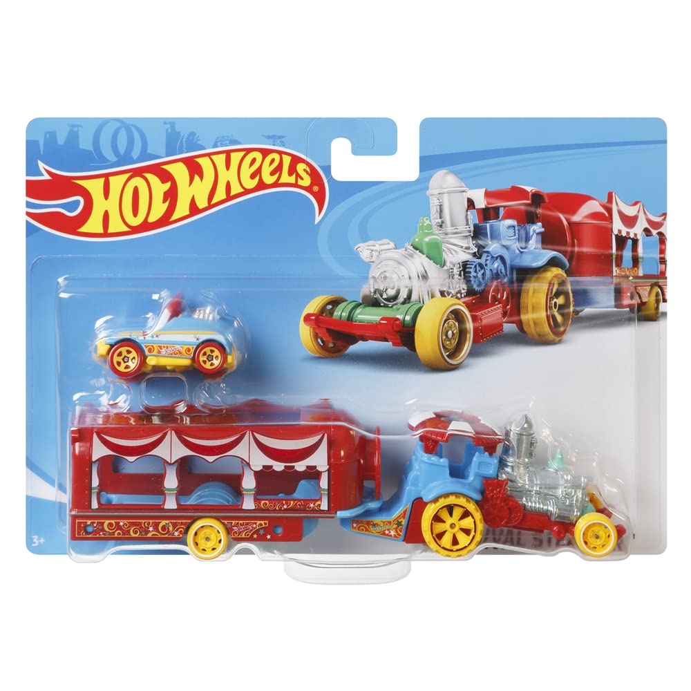 Hot Wheels Car-Nival Steamer Vehicle - Semi-Truck with Car ~ Detachable Trailer