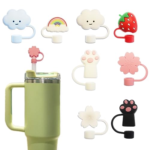 Straw Covers Cap for Stanley Cup - 8Pcs Straw Tip Covers Compatible with Stanley 30&40 Oz Tumbler, Soft Silicone Dust-Proof Straw Cover, Cute Straw Protectors for Stanley Cups Accessories