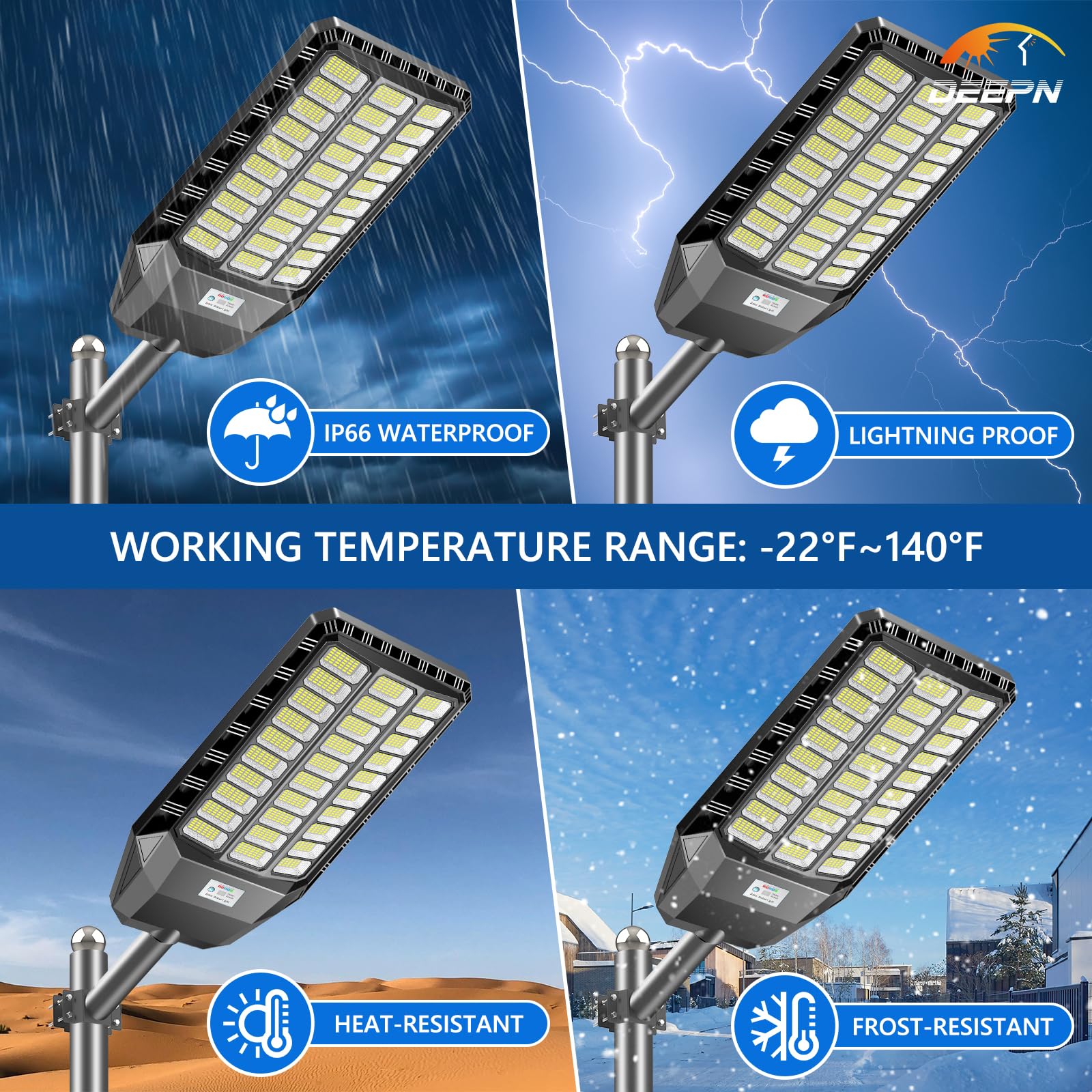 Solar Street Lights Outdoor, Solar Parking Lot Lights Commercial Grade 420000 Lumens Solar Lights Outdoor Waterproof Dusk to Dawn Motion Sensor with Remote Control, 4 Pack