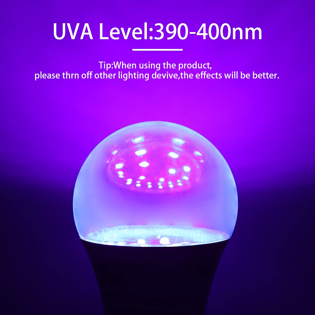 KREMRY UV LED Black Light Bulb, UVA Level 390-400nm,E26 Medium Base A19 Blacklight 9W (75Watt Equivalent) 100-240V, Glow in The Dark for Blacklight Party, Neon Glow,Fluorescent Poster-3Pack