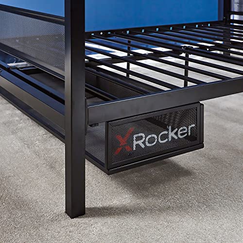 X Rocker Basecamp Gaming Bed Frame, with Rotating TV Mount, Storage, Metal Mesh Frame, 2111101, 80.63" x 37.68" x 42.8", Twin Size, Black
