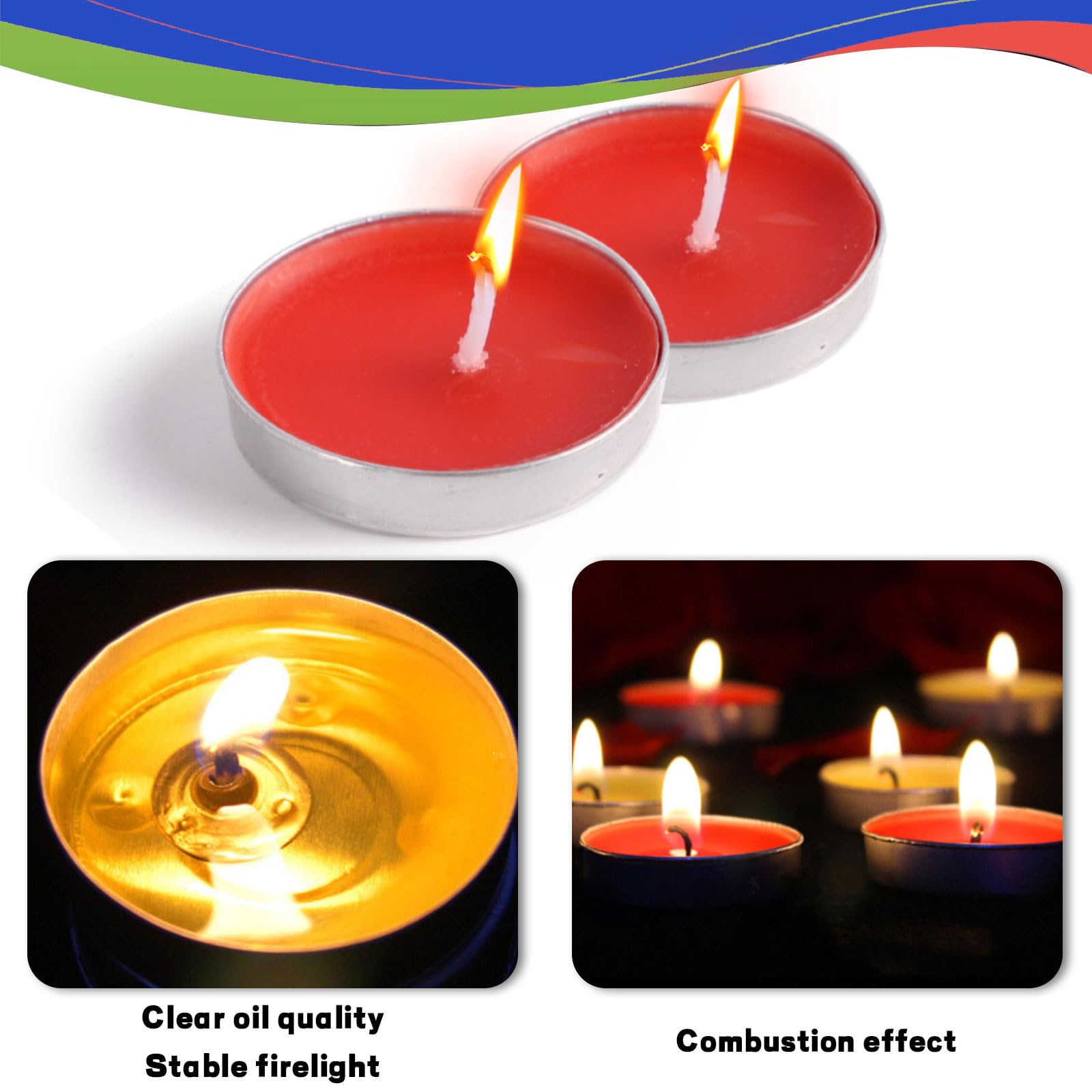 Tea Candles Swgraromlick 50 PCS Unscented Smokeless Tealight with Cotton Wick for Home Poo Wedding Christmas Shabbat 2 Hour Burn Time (Red)