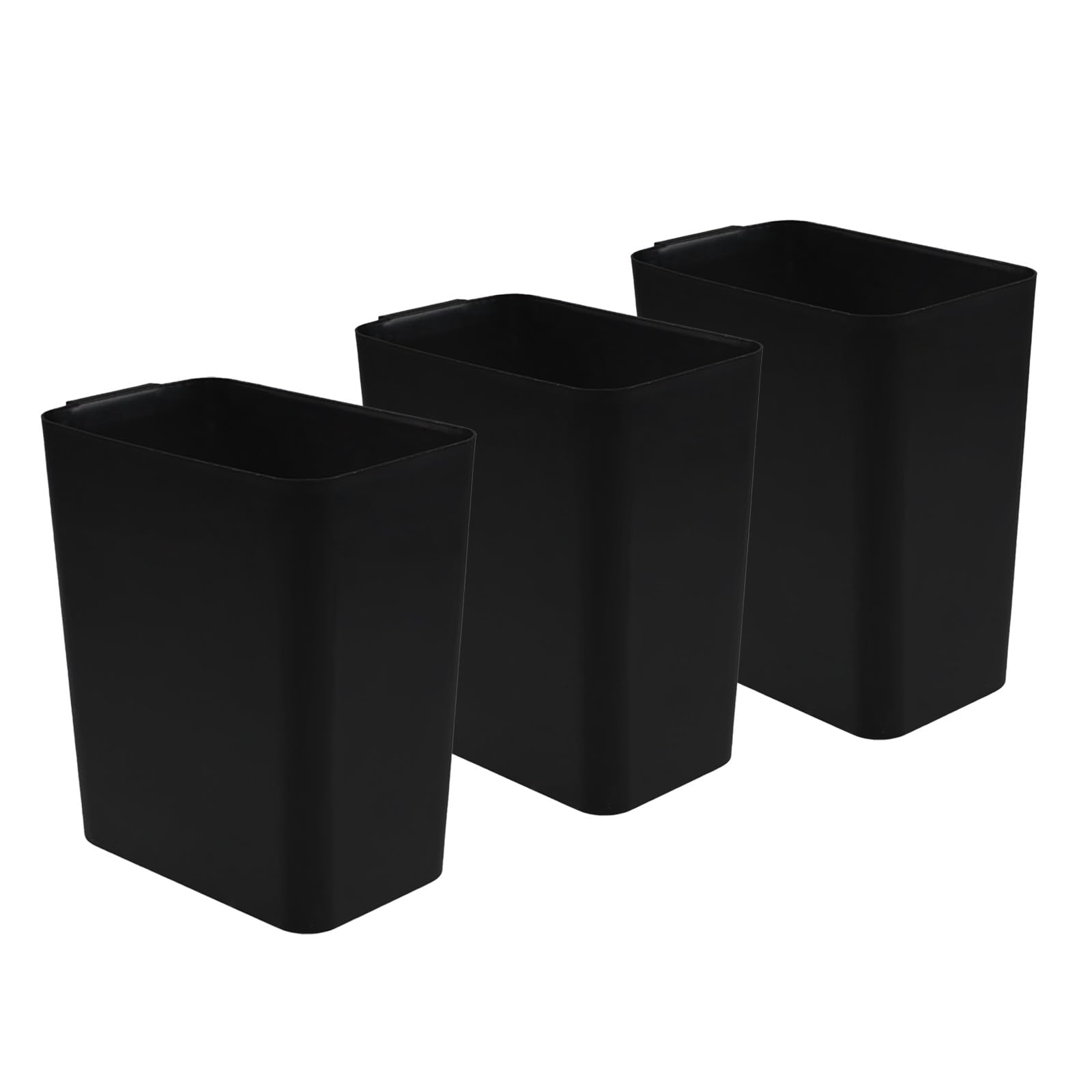Yarebest 3-Pack 4.5 Gollon Plastic Garbage Can, Black Open-Top Waste Bins for Bathroom, Kitchen, Office, Home