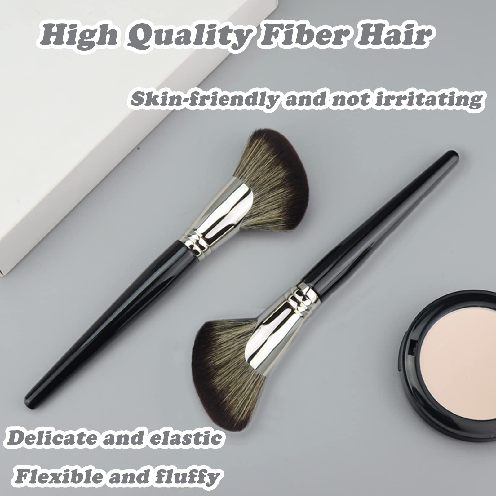 Premium Synthetic Make Up Contour Brush, Face Bronzers Brush,Blending, Buffing, Stippling Bristles, Sculpting Brushes for Liquid, Cream, Powder Cosmetic. Pro Dense, Soft Quality Brushes (Black)