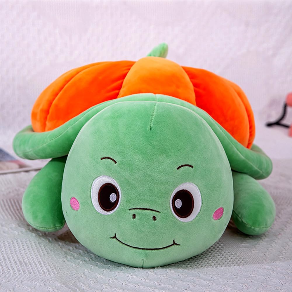 XIYUAN Stuffed Pumpkin Turtle Plush Toy, 20 inch Turtle Stuffed Animal, Turtle Plush Cuddly Soft Pillow, Marine Stuffed Animal, Turtle Plush Pillow(Orange)