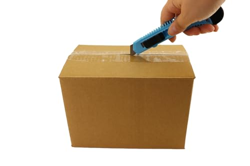 MotoProducts 100 Sky Blue Retractable Utility Knife Wholesale 6 inch Manual Lock Bulk Box Cutter Snap Off Blade
