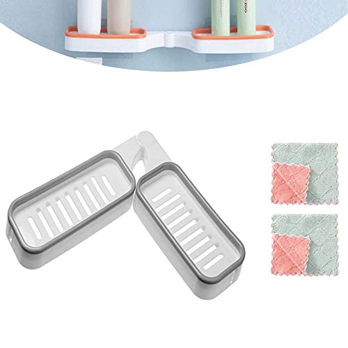 ZBYCYZ Bathroom Corner Punch-free Rack,180 Degrees Rotation Storage Rack Corner Shower Shelves,Drain Hole Design-No Drilling Installation,Wall Mount Shower Caddy (grey)