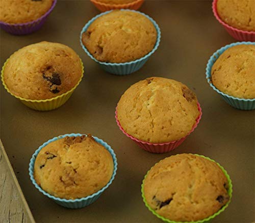 Mirenlife 2 Inch Mini Size Silicone Baking Cups Muffin Cups, Reusable and Nonstick Mini Cupcake Liners, Mini Chocolate Holders Truffle Cups, 24 Pack, 6 Vibrant Colors, Round