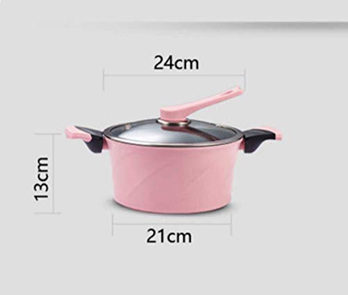 Stock Pot Korean Medical Stone Non Stick Soup Pot Double Ear Non Stick Pot Household Steamer Stew Pot Multipurpose Stock Pot -Pink