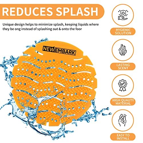 NEW EMBARK Urinal Screen Deodorizer - Urinal Cakes Anti-Splash Urinal Screen for Toilets at Home Office Bar Gyms Restaurants Schools - Toilet Urinal Guard with Lemon and Orange Scents 6.3"x6.3", 10pcs